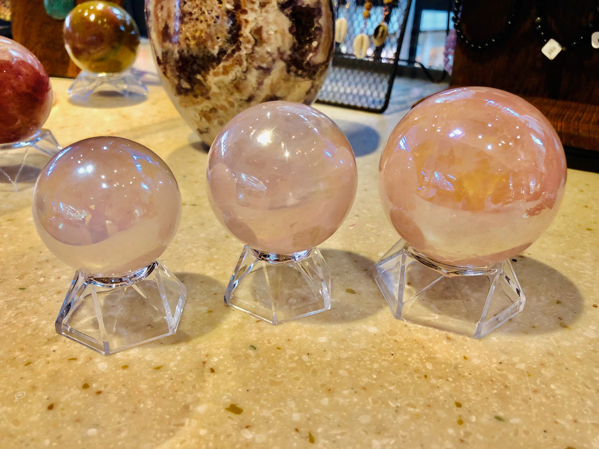 Angel aura rose Quartz spheres – Piedras Haseya